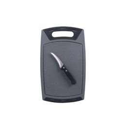 Stoneline Schneidebrett 36x22 cm und Gemüsemesser Set 2-teilig in Schwarz | Gr.: onesize