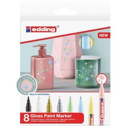 Glanzlack-Marker Edding 751 Pastell 1-2mm Packung mit 8 Farben | Gr.: onesize