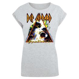 F4NT4STIC Extended Shoulder T-Shirt Def Leppard Hysteria in grau meliert | Gr.: S