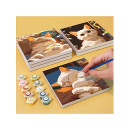 ARTNANAS Mini Malen nach Zahlen 6er Set-"Katzte Portraits" | Gr.: 15x15-CM 4er Set mit Rahmen