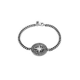 Kuzzoi Armband 925 Sterling Silber Kompass, M&uuml;nze, Pl&auml;ttchen in Silber | Gr.: 19 cm