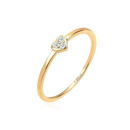 Elli DIAMONDS Ring 925 Sterling Silber Herz, Verlobungsring in Gold | Gr.: 56