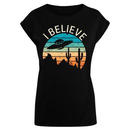 F4NT4STIC T-Shirt I Believe UFO Alien Sonnenuntergang in schwarz | Gr.: XS
