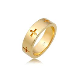 Elli Ring 925 Sterling Silber Kreuz in Gold | Gr.: 56