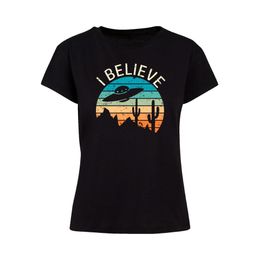 F4NT4STIC Box Tee I Believe UFO Alien Sonnenuntergang in schwarz | Gr.: S