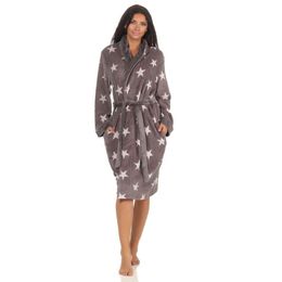 Normann Bademantel Sterne Morgenmantel Coralfleece - 51270 in grau | Gr.: 44-46