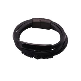 Steel_Art Lederamband Herren Ocean schwarz farben in schwarz | Gr.: 17 cm
