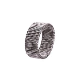 Steel_Art elastischer Mesh-Ring Alex silberfarben poliert in silberfarben poliert | Gr.: 66