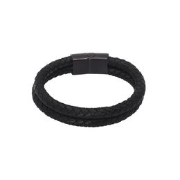 Steel_Art Lederarmband Herren Ignis schwarz farben in schwarz | Gr.: 21 cm