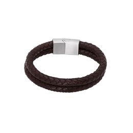 Steel_Art Lederarmband Herren Ignis silberfarben in silberfarben poliert | Gr.: 19 cm