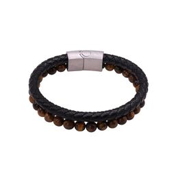 Steel_Art Lederarmband Herren Jasper schwarz farben in schwarz | Gr.: 21 cm