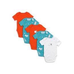 Schlummersack Bio Baby-Bodys kurzarm 5er-Pack in Hellblau-Rot | Gr.: 80