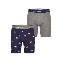 Happy Shorts 2er-Set: Boxershorts in Dunkelblau/ Grau | Gr.: L