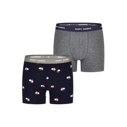 Happy Shorts 2er-Set: Boxershorts in Dunkelblau/ Grau | Gr.: S