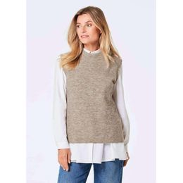 GOLDNER Edler Rippstrick Pullunder, Stehkragen in taupe | Gr.: 42