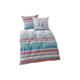 Traumschlaf Bettw&auml;sche Segelschiff in blau | Gr.: 135 x 200 + 80 x 80 cm