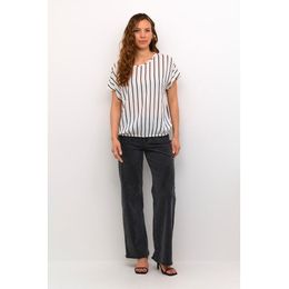 Kaffe Kurzarm-Bluse KAbeathe Loose fit in Chalk/Black Stripe | Gr.: 36