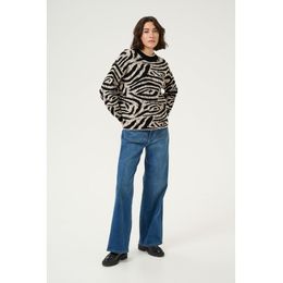Kaffe Strickpullover KAwilma Regular fit in Black/Feather G. Animal Knit | Gr.: M
