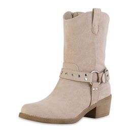 VAN HILL Cowboy Boots Grace in Beige Velours | Gr.: 37