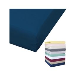 Bierbaum Jersey-Spannbettlaken in Blau | Gr.: 90-100 x 200 cm