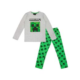 Minecraft Schlafanzug im Creeper Design in grau | Gr.: 152