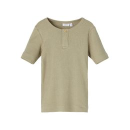 name it Jungen kurzarm T-Shirt mit Knopf in Grün | Gr.: 104