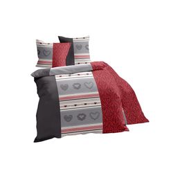 Traumschlaf Bettw&auml;sche Herzen in grau | Gr.: 155 x 220 + 80 x 80 cm