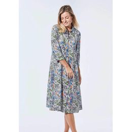 GOLDNER Blusenkleid mit Print und 3/4-Arm in sand / blau / orange / gemustert | Gr.: 42