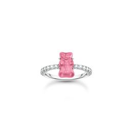 Thomas Sabo Ring Mit Pinkem Mini-Goldb&auml;ren Und Steinen in pink, silberfarben | Gr.: 58