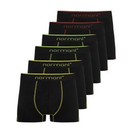 Normani 6 Herren Baumwoll-Boxershorts in Gelb/Gr&uuml;n/Rot | Gr.: M