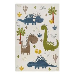 Smart Kids Kinderteppich Dino & Friends in creme wei&szlig;, bunt | Gr.: 120 x 170 cm