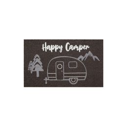 Wecon Home Fu&szlig;matte Happy Camper in anthrazit | Gr.: 40 x 60 cm