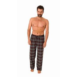 Normann Flanell Schlafanzug Pyjama Hose lang kariert Baumwolle - 70779 in dunkelgrau | Gr.: 48