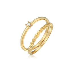 Elli Ring 925 Sterling Silber Ring Set in Gold | Gr.: 52