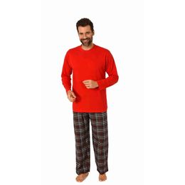 Normann Schlafanzug Pyjama langarm Flanell Hose Oberteil - 70826 in rot | Gr.: 48