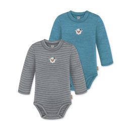 Normani Outdoor Sports 2er Pack Baby Merino Langarmbody Tuai in Grau/Blau | Gr.: 62