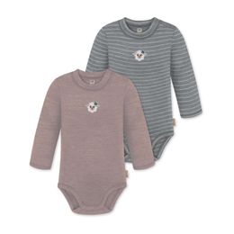 Normani Outdoor Sports 2er Pack Baby Merino Langarmbody Tuai in Rosa/Grau | Gr.: 80