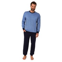 Normann Schlafanzug Pyjama B&uuml;ndchen Karo - 71657 in hellblau | Gr.: 48