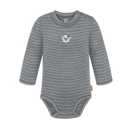 Normani Outdoor Sports Baby Merino Langarmbody Tuai in Grau gestreift | Gr.: 92