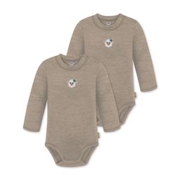 Normani Outdoor Sports 2x Baby Merino Langarmbody Tuai in Beige | Gr.: 56