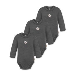 Normani Outdoor Sports 3ER PACK Baby Merino Langarmbody Tuai in Anthrazit | Gr.: 56