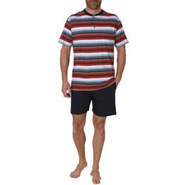 Normann Shorty Pyjama kurzarm Streifen und Knopfleiste - 66828 in rot | Gr.: 48