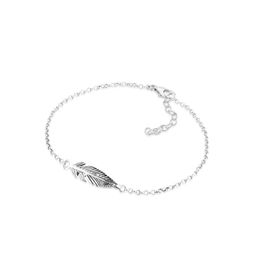 Elli Armband 925 Sterling Silber Feder in Schwarz | Gr.: 18 cm