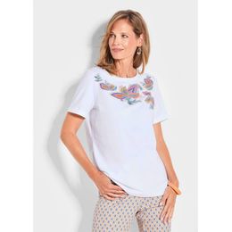 GOLDNER Druckshirt Florales Shirt mit U-Boot-Ausschnitt in bunt / gemustert | Gr.: 46
