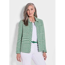 GOLDNER Kurzgr&ouml;&szlig;e: Blazer mit Hahnentrittmuster in gr&uuml;n / wei&szlig; / gemustert | Gr.: 23