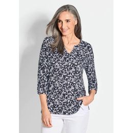 GOLDNER Kurzgr&ouml;&szlig;e: Bluse mit Muster, Halbarm in schwarz / gemustert | Gr.: 23