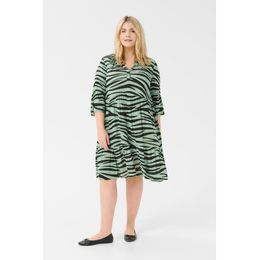 Kaffe curve Kleid KCleane A-shape in Green/Black Animal | Gr.: 52