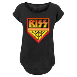 F4NT4STIC Long Cut T-Shirt Kiss Rock Band Army Logo in schwarz | Gr.: XL