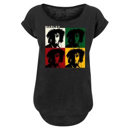 F4NT4STIC Long Cut T-Shirt Bob Marley Colour Blocks Two Sleeves Reggae Music in schwarz | Gr.: XS