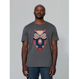 wat? Apparel T-Shirt Colorful Owl in Grau | Gr.: 60